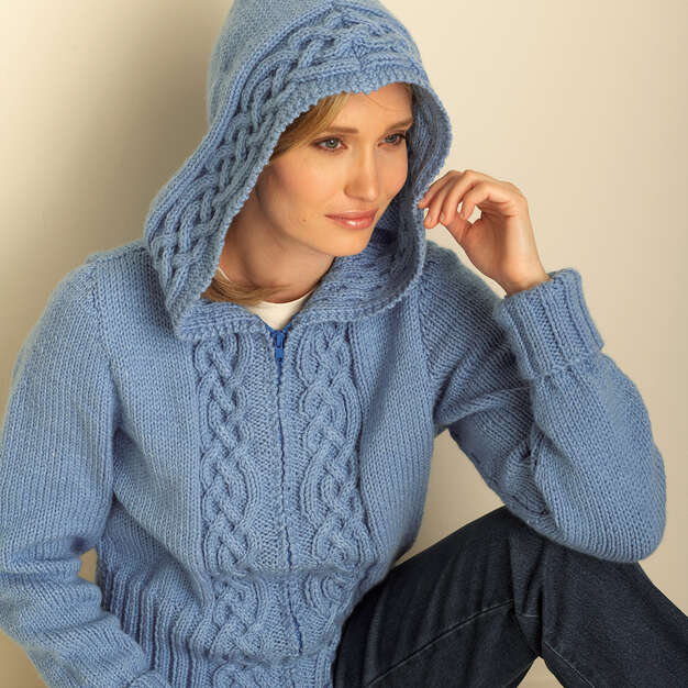 Free Cozy Cable Hooded Knit Cardigan Pattern – Mary Maxim Ltd